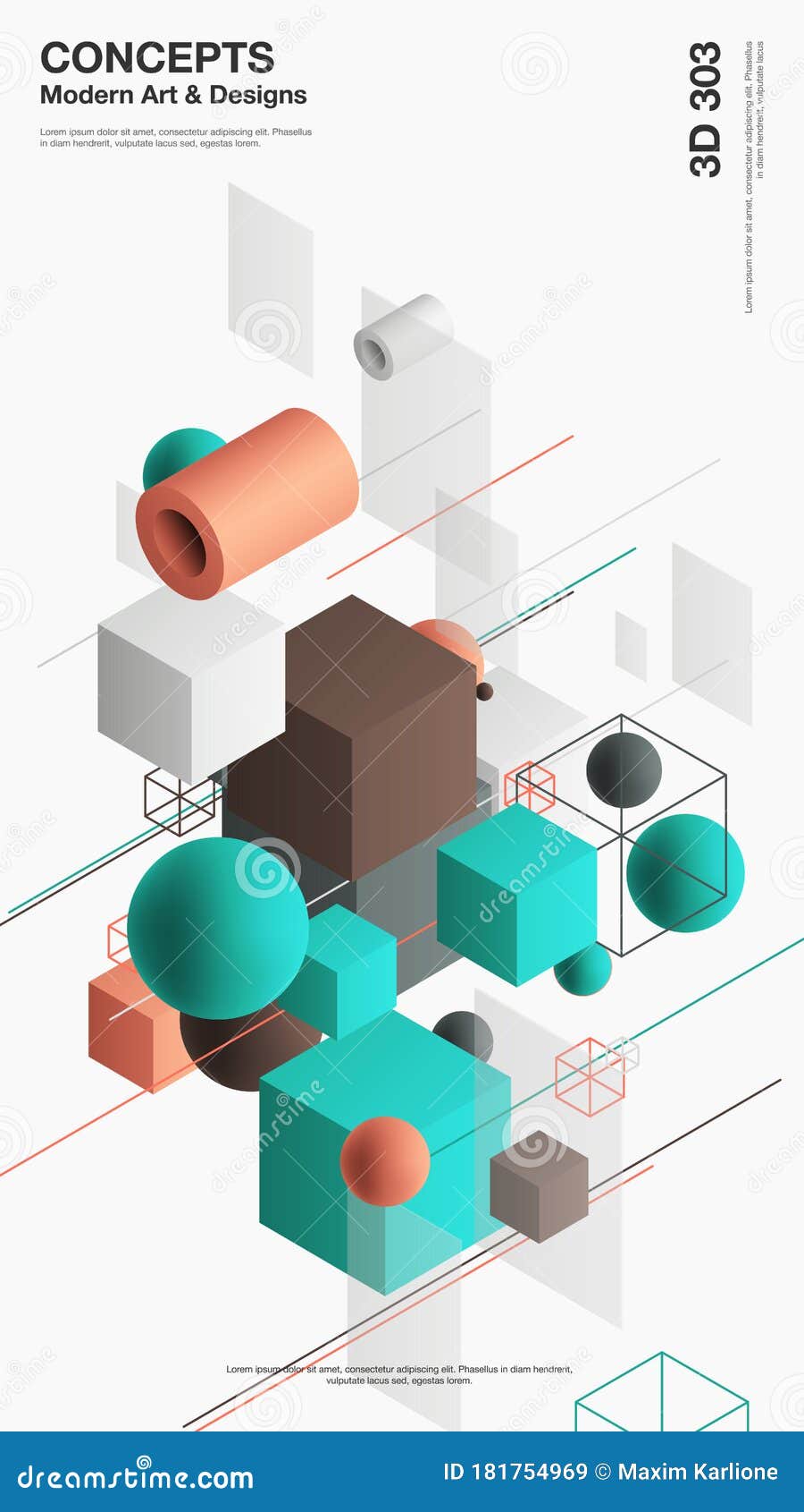 Vector Abstract 3D Visualization Background, Template Modern ...