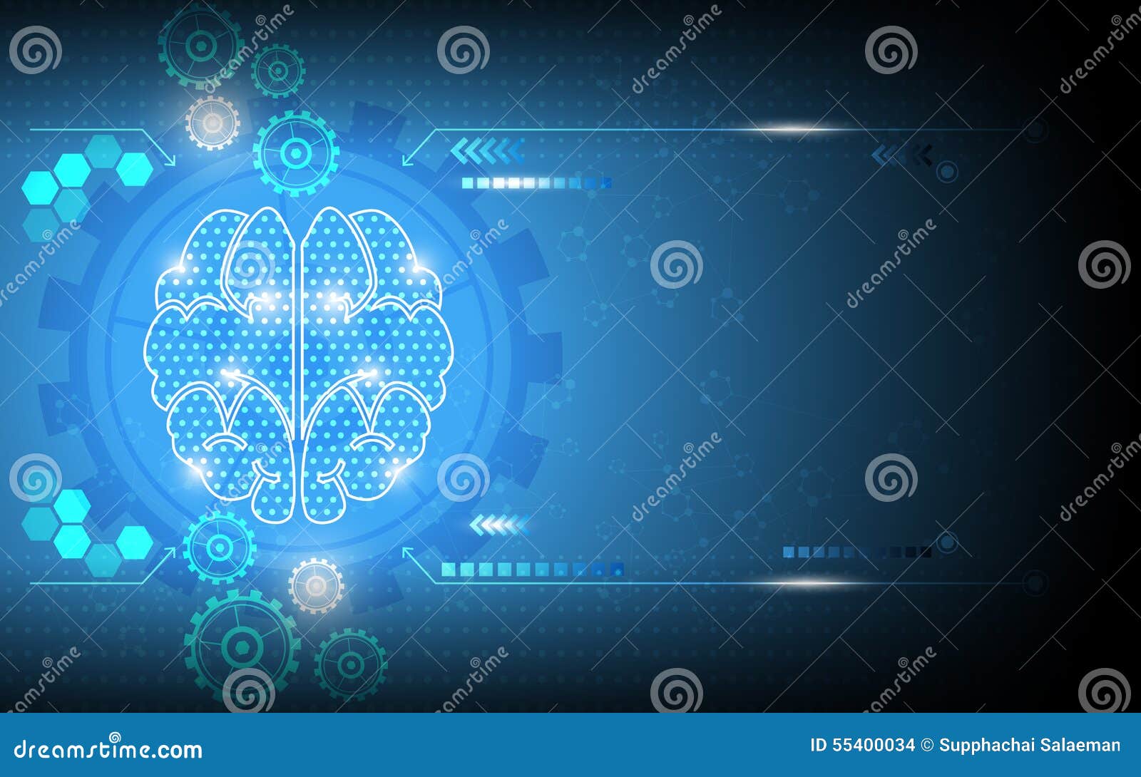 Vector Abstract Digital System Brain Genius Working Background Stock ...