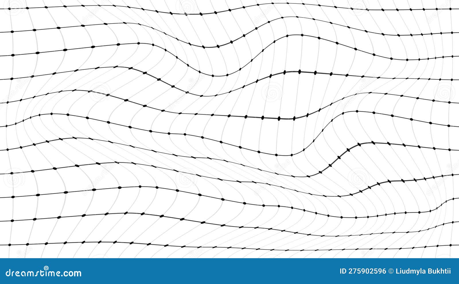 Vector Abstract Distorted Grid. Futuristic Wireframe Wave with Effect ...