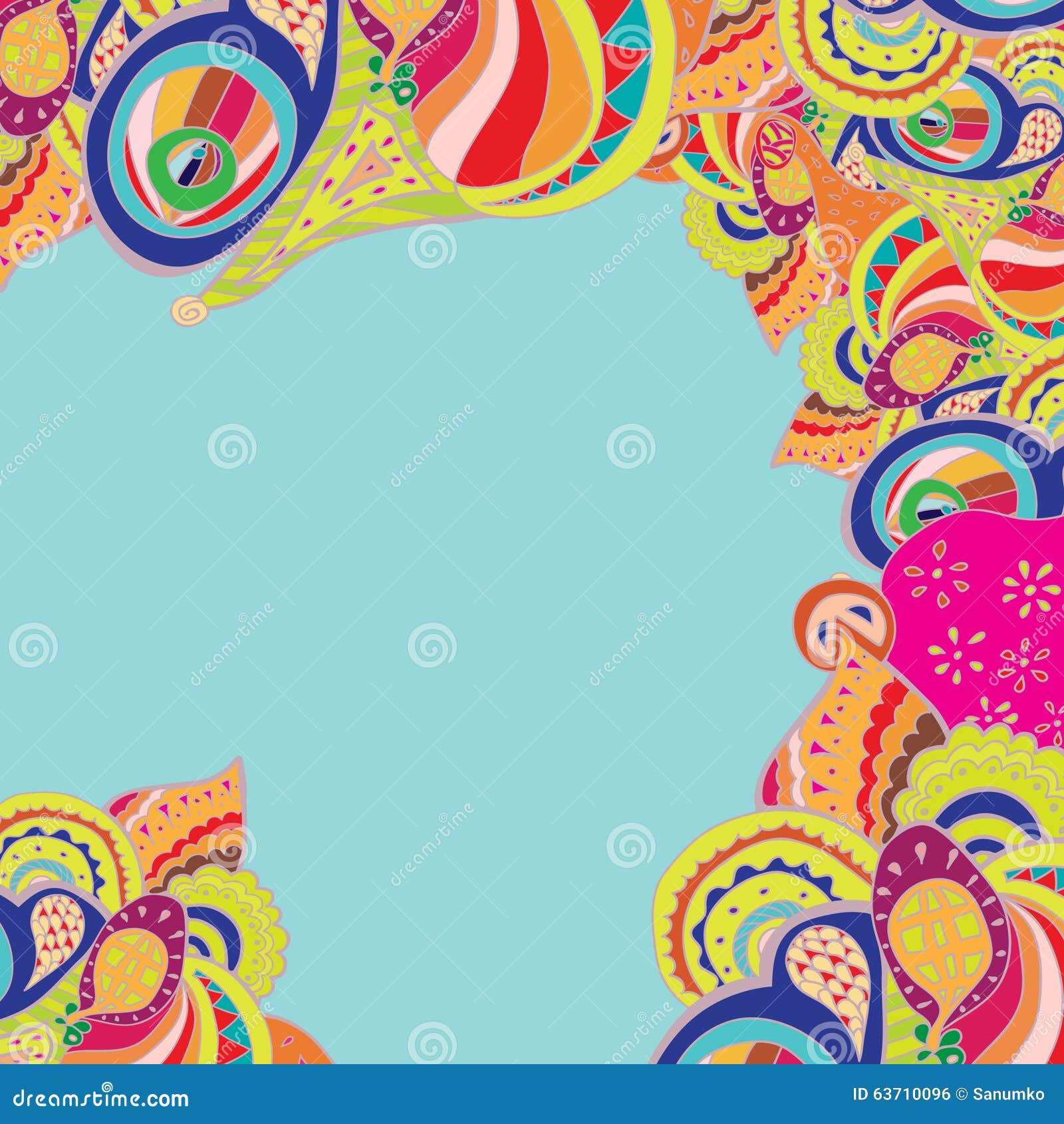Vector Abstract Doodle Psychedelic Border Stock Vector - Illustration ...