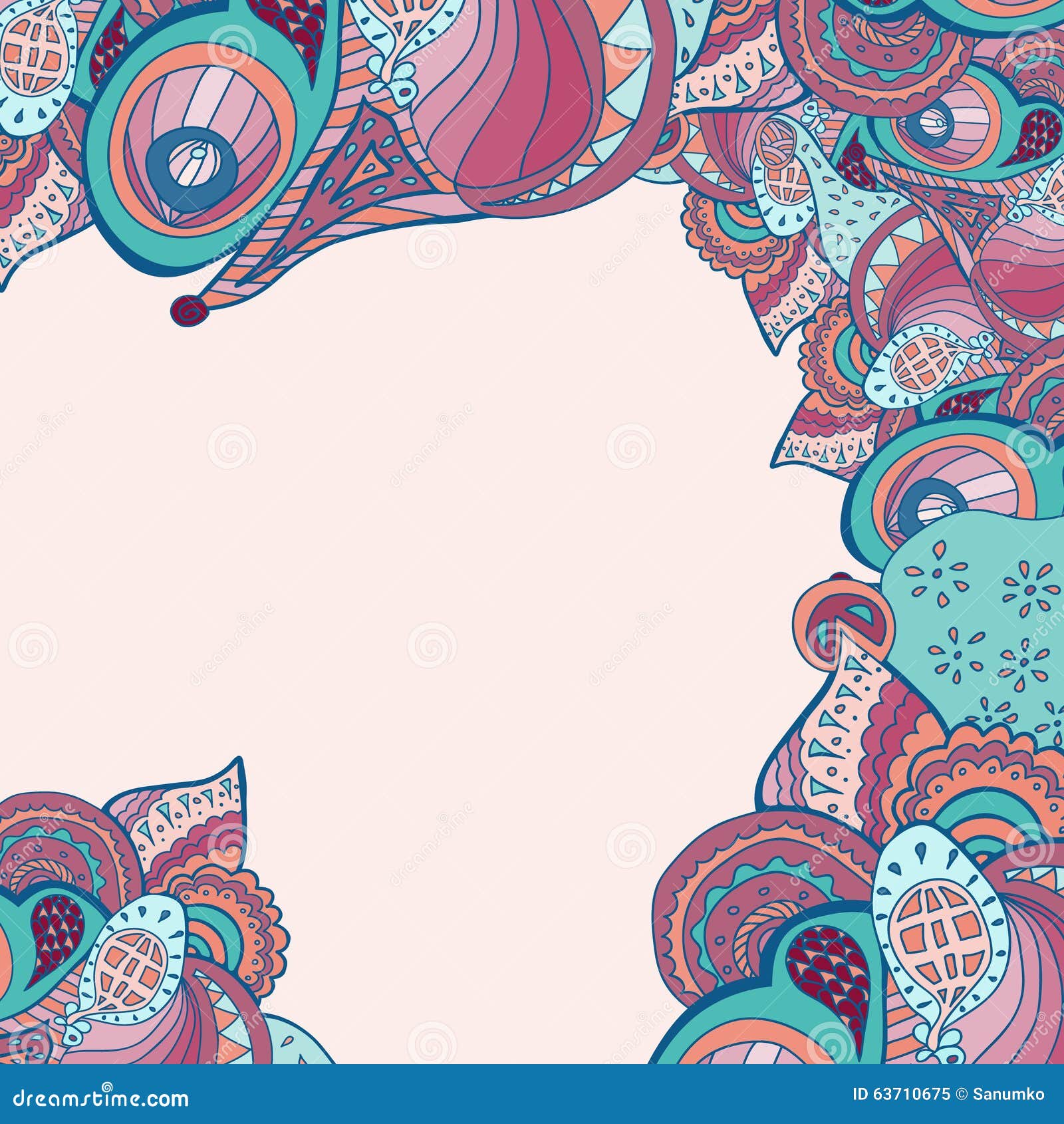 Vector Abstract Doodle Psychedelic Border Stock Vector - Illustration ...