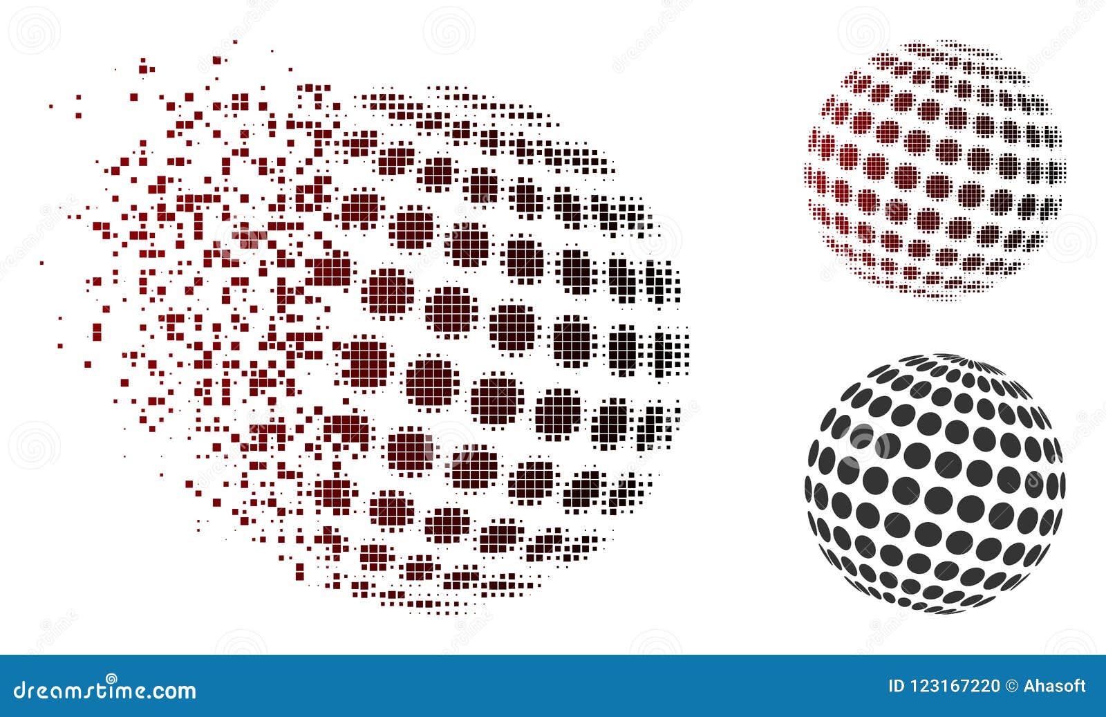 Damaged Pixel Halftone Abstract Dotted Sphere Icon Stock Vector ...
