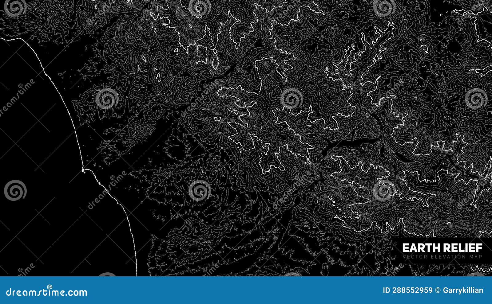 Vector Abstract Earth Relief Map. Generated Conceptual Elevation Map ...