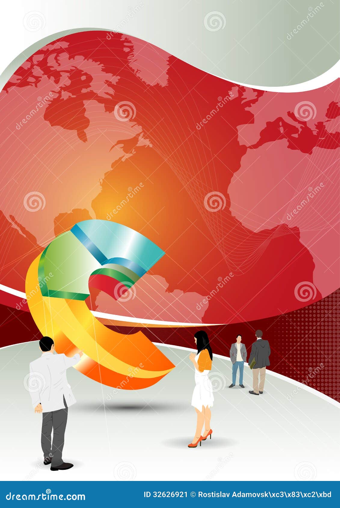 Vector Abstract Economic Background with Continents and Charts Stock ...