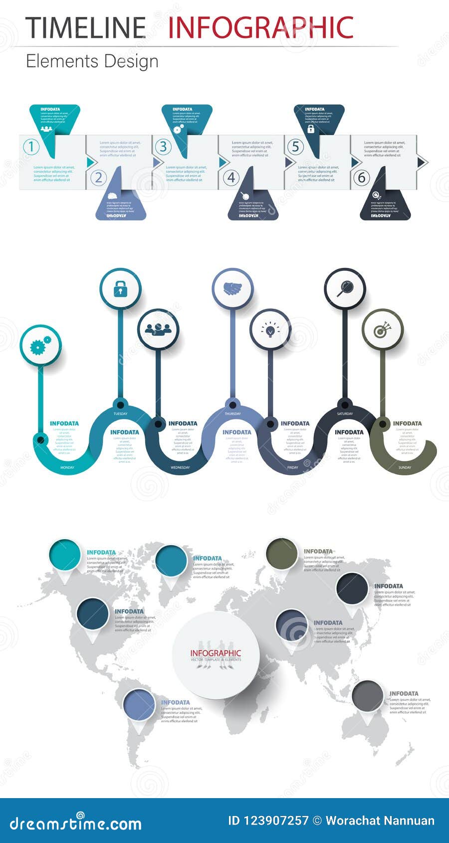 Vector Abstract Element Infographics Set Timeline. Design for Bu Stock ...