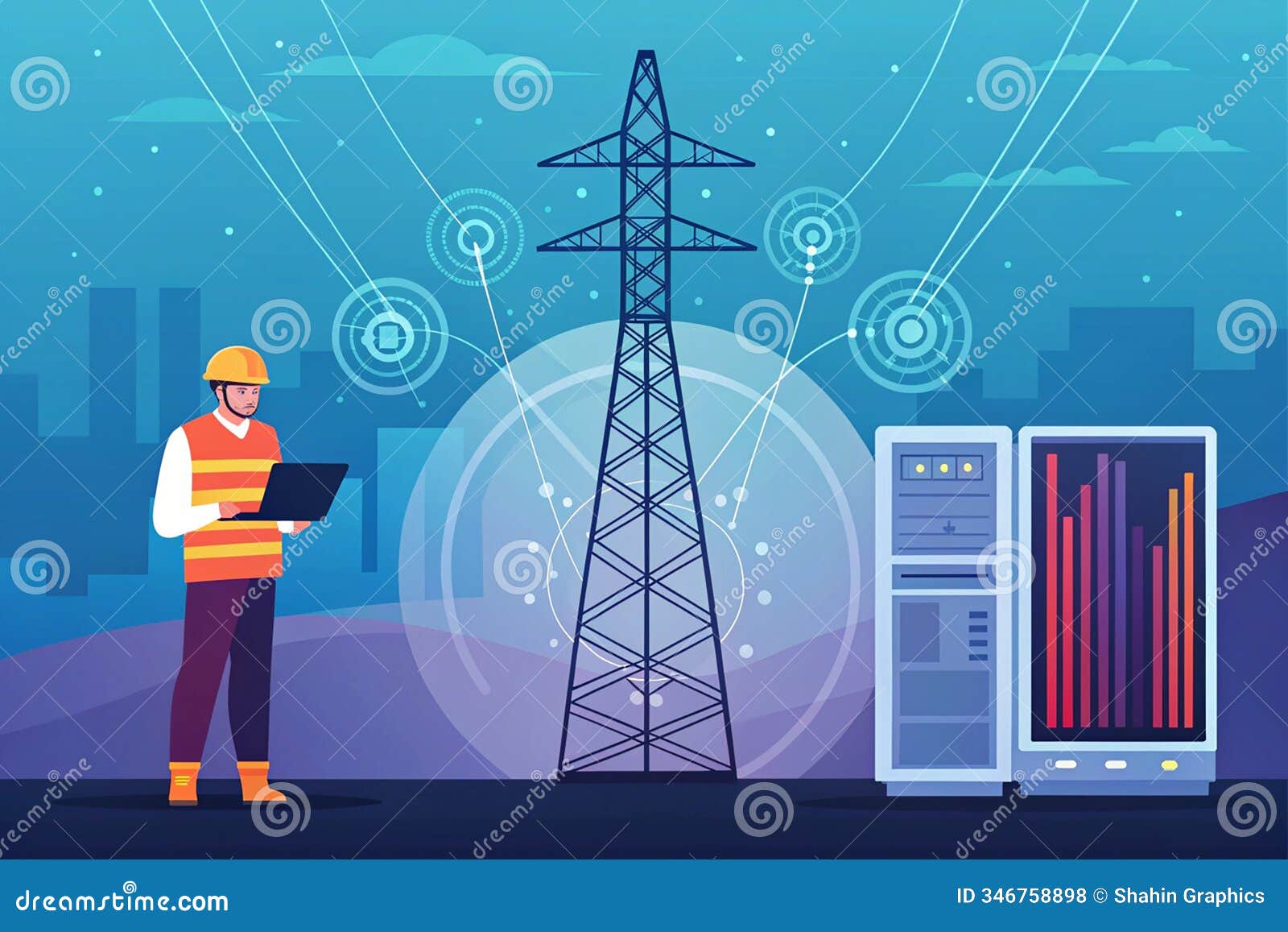 Vector Abstract Engineering Future Technology, Electric Telecom ...