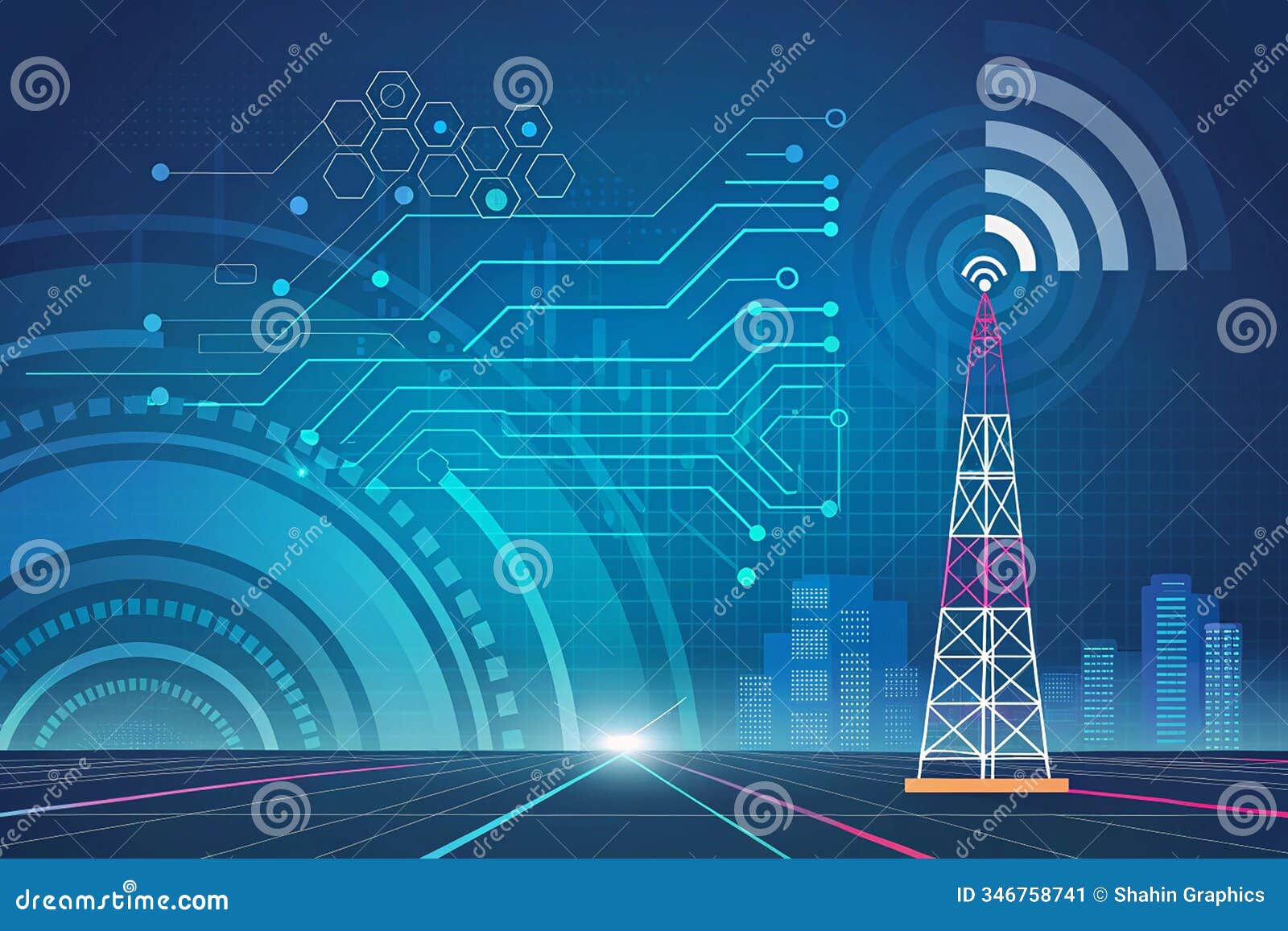Vector Abstract Engineering Future Technology, Electric Telecom ...