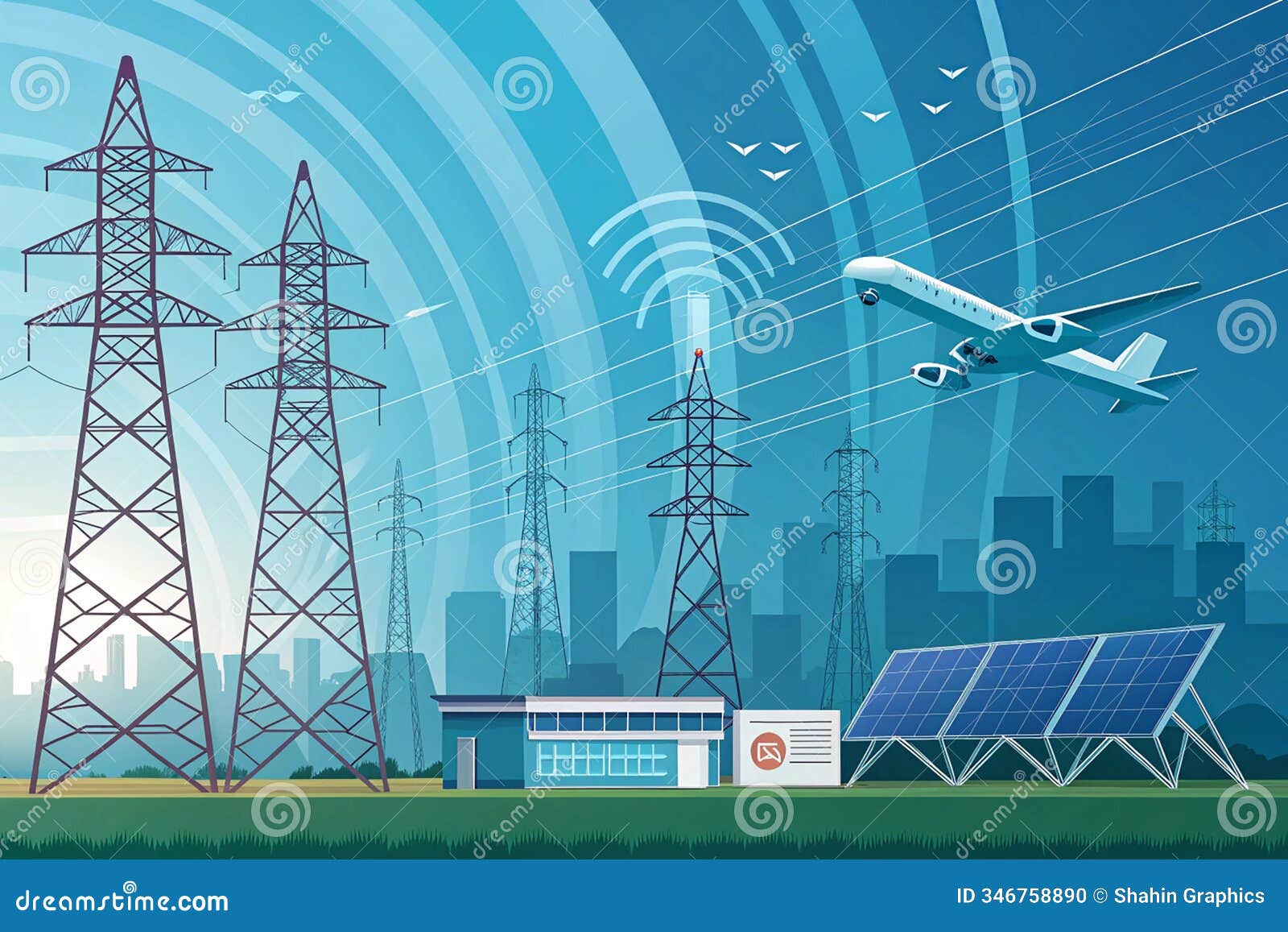 Vector Abstract Engineering Future Technology, Electric Telecom ...