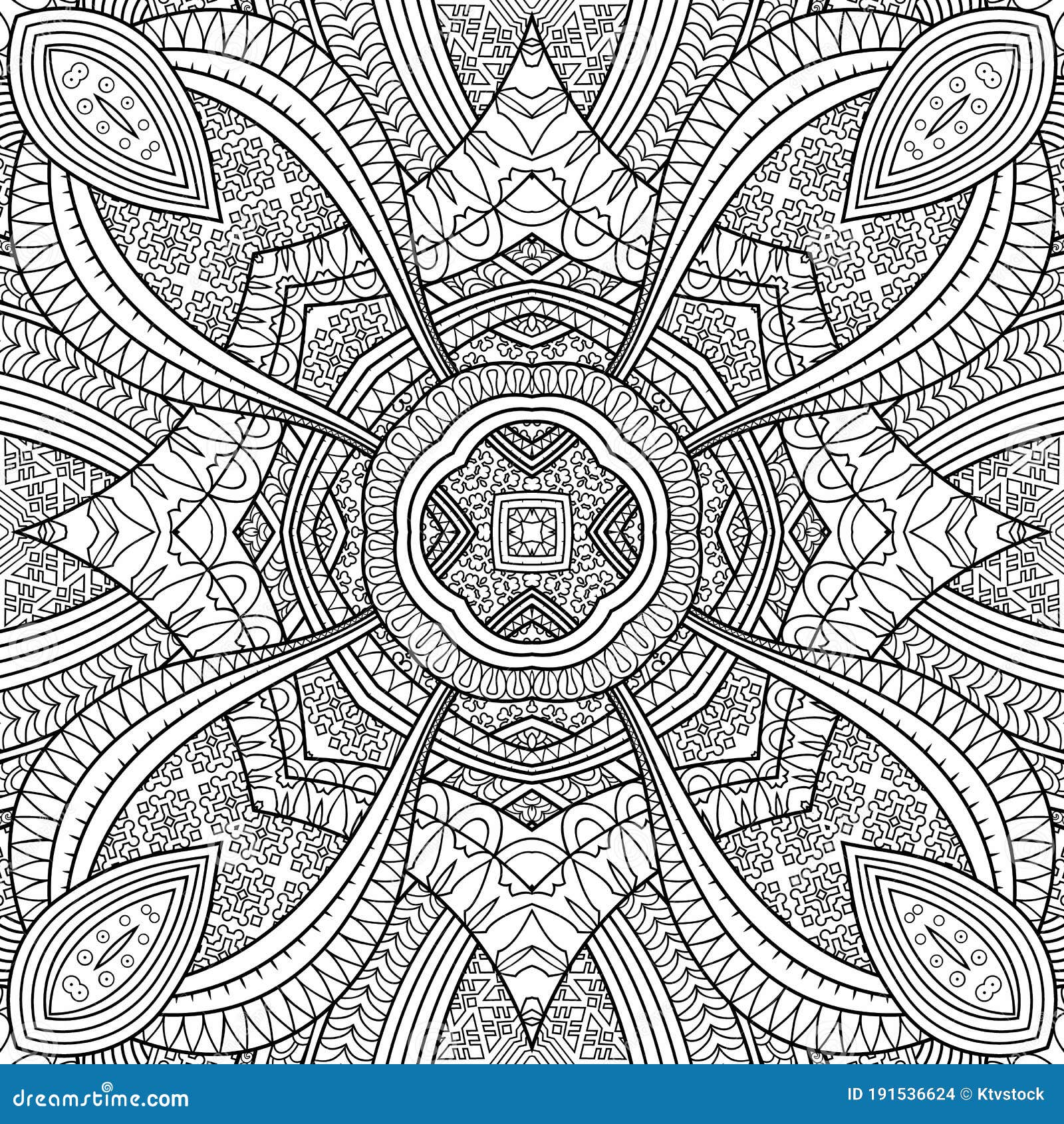 Vector Ethnic Hand Drawn Line Art Seamless Pattern Stock Vector ...