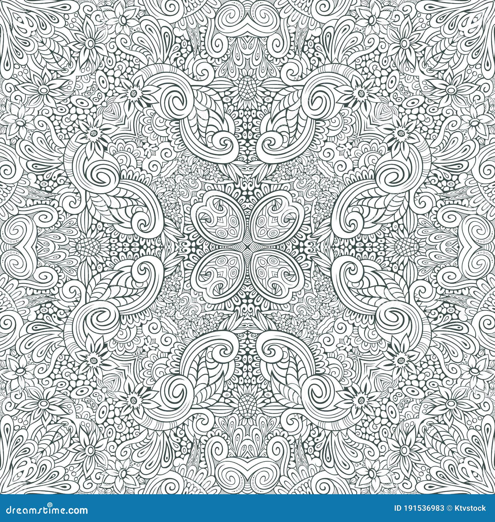 Vector Ethnic Hand Drawn Line Art Seamless Pattern Stock Vector ...
