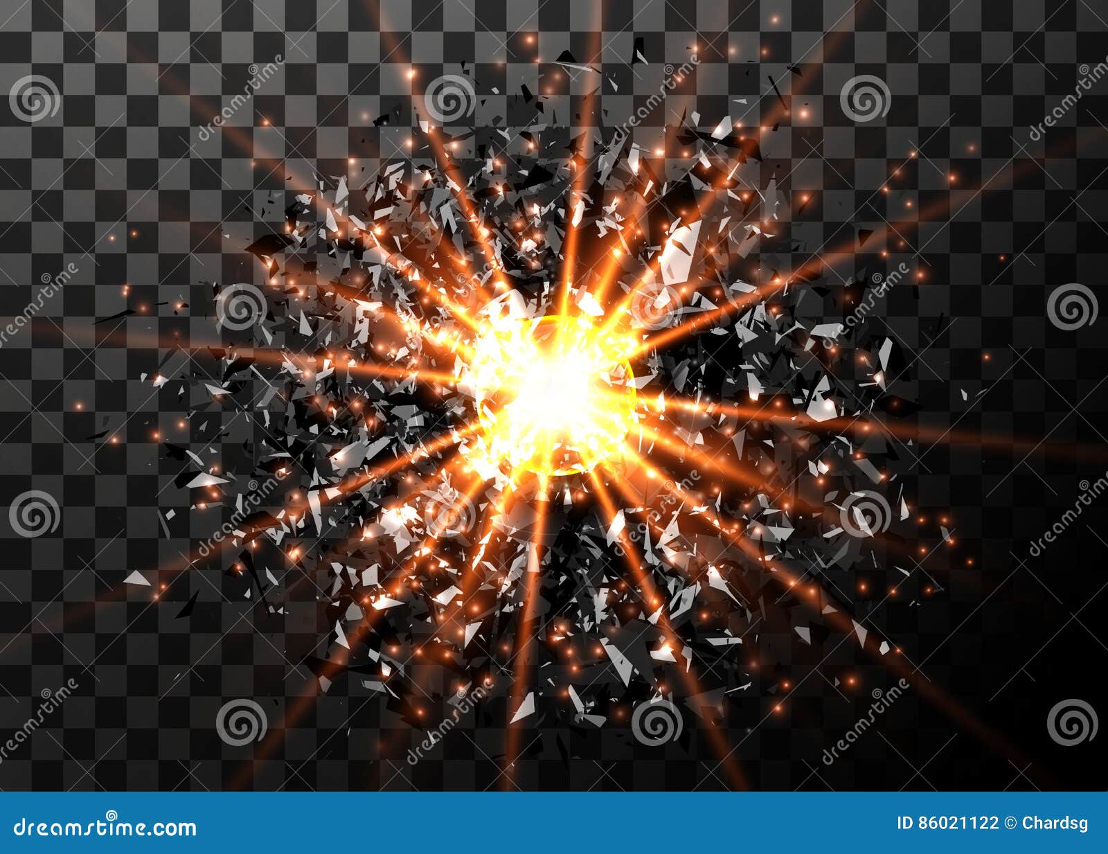 Vector Abstract Explosion Background. Bright Blast in Dark. Glowing ...