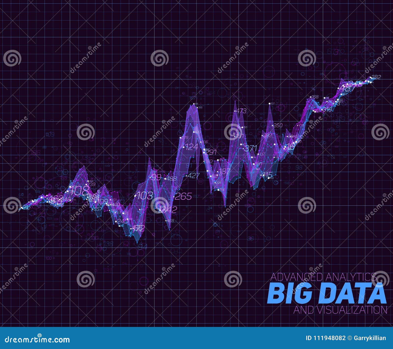 Vector Abstract Financial Big Data Graph Visualization. Stock Index ...