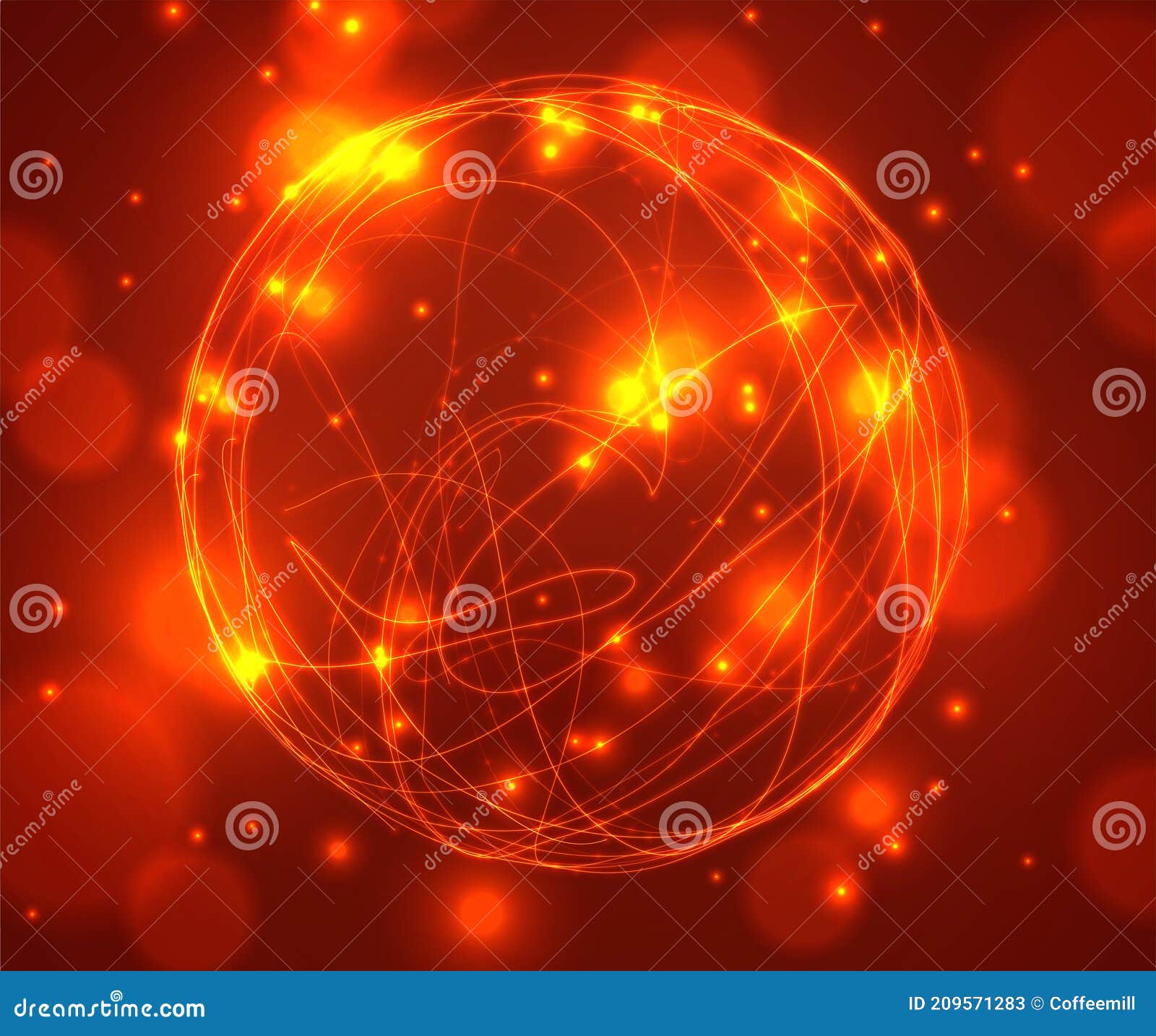 Vector Abstract Fireball of Lines and Paths, with Glowing Sparks and ...
