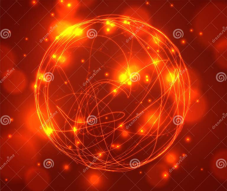 Vector Abstract Fireball of Lines and Paths, with Glowing Sparks and ...