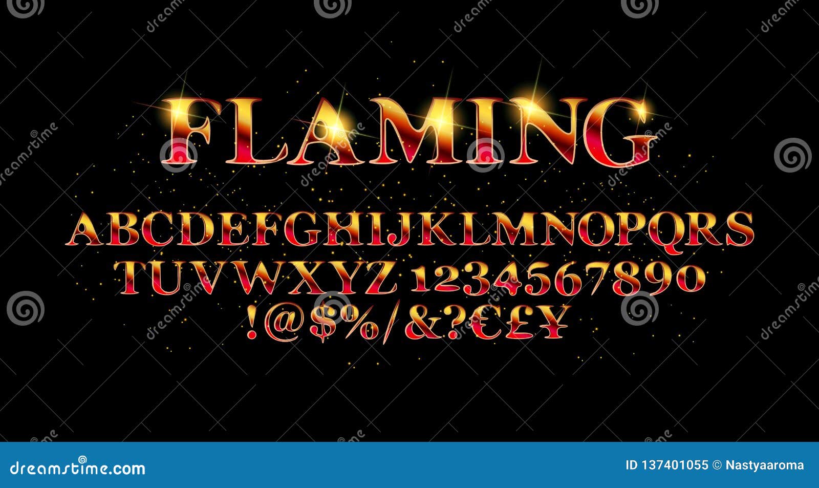Flaming Alphabet. Yellow Shades Artistic Font. Isolated English ...