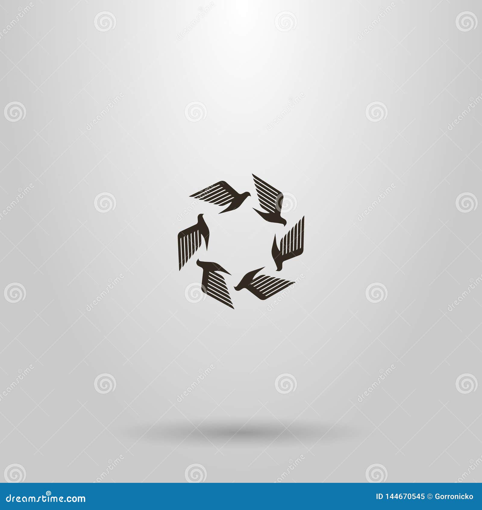 Vector Abstract Flat Art Sign of Birds Flying in a Circle Stock Vector ...