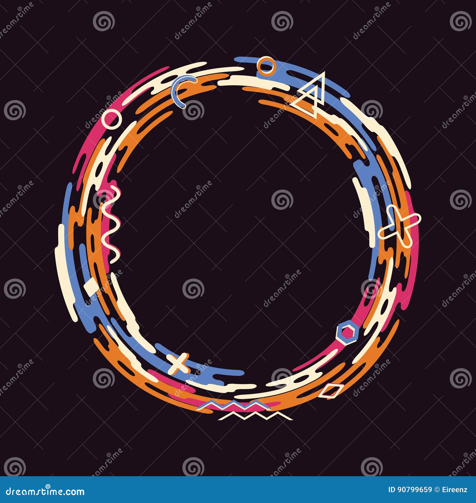 Vector Abstract Flat Dynamic Frame Made of Rounded Shapes Stock Vector ...