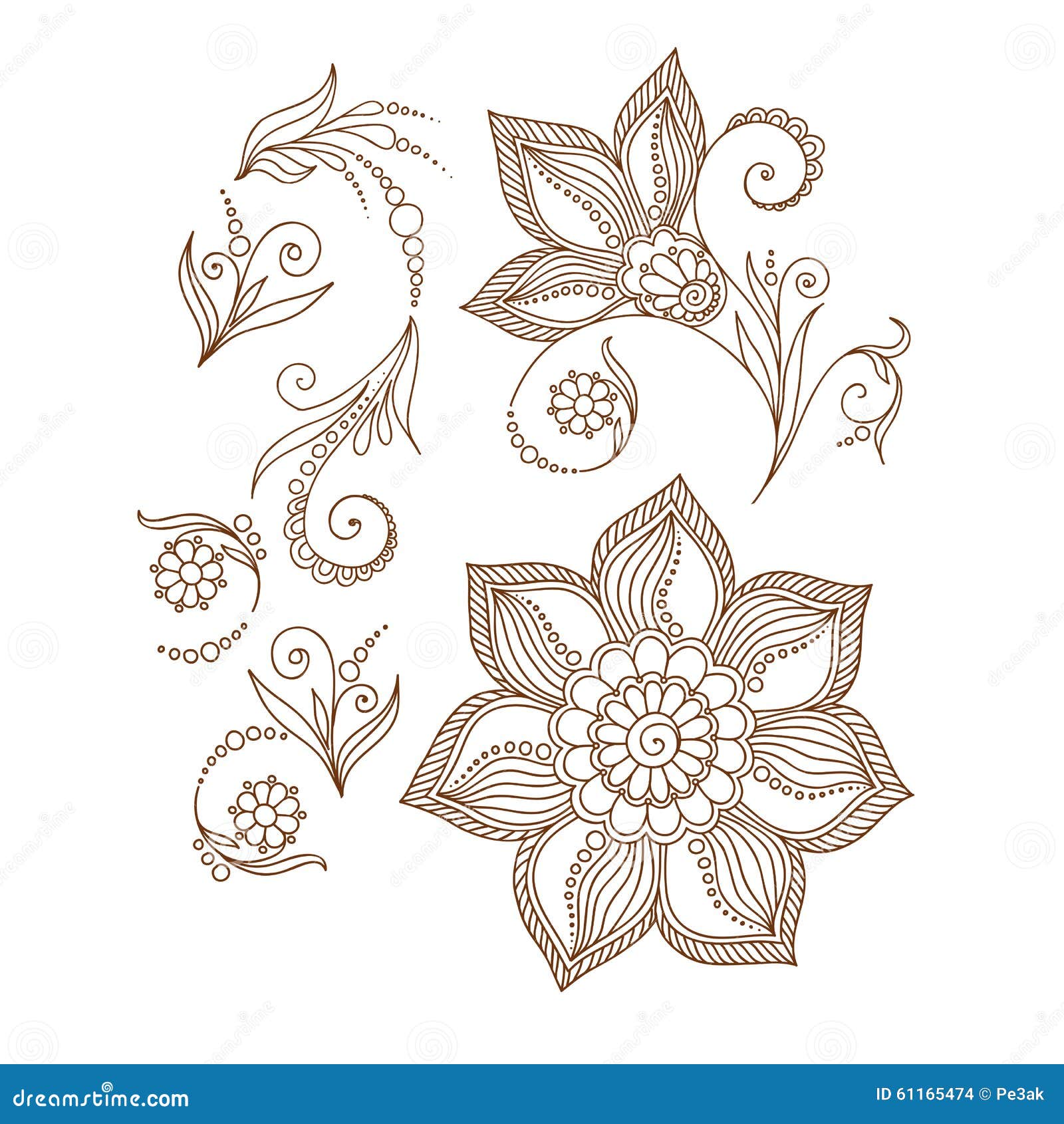 Vector Abstract Floral Elements in Indian Mehendy Style Stock Vector ...