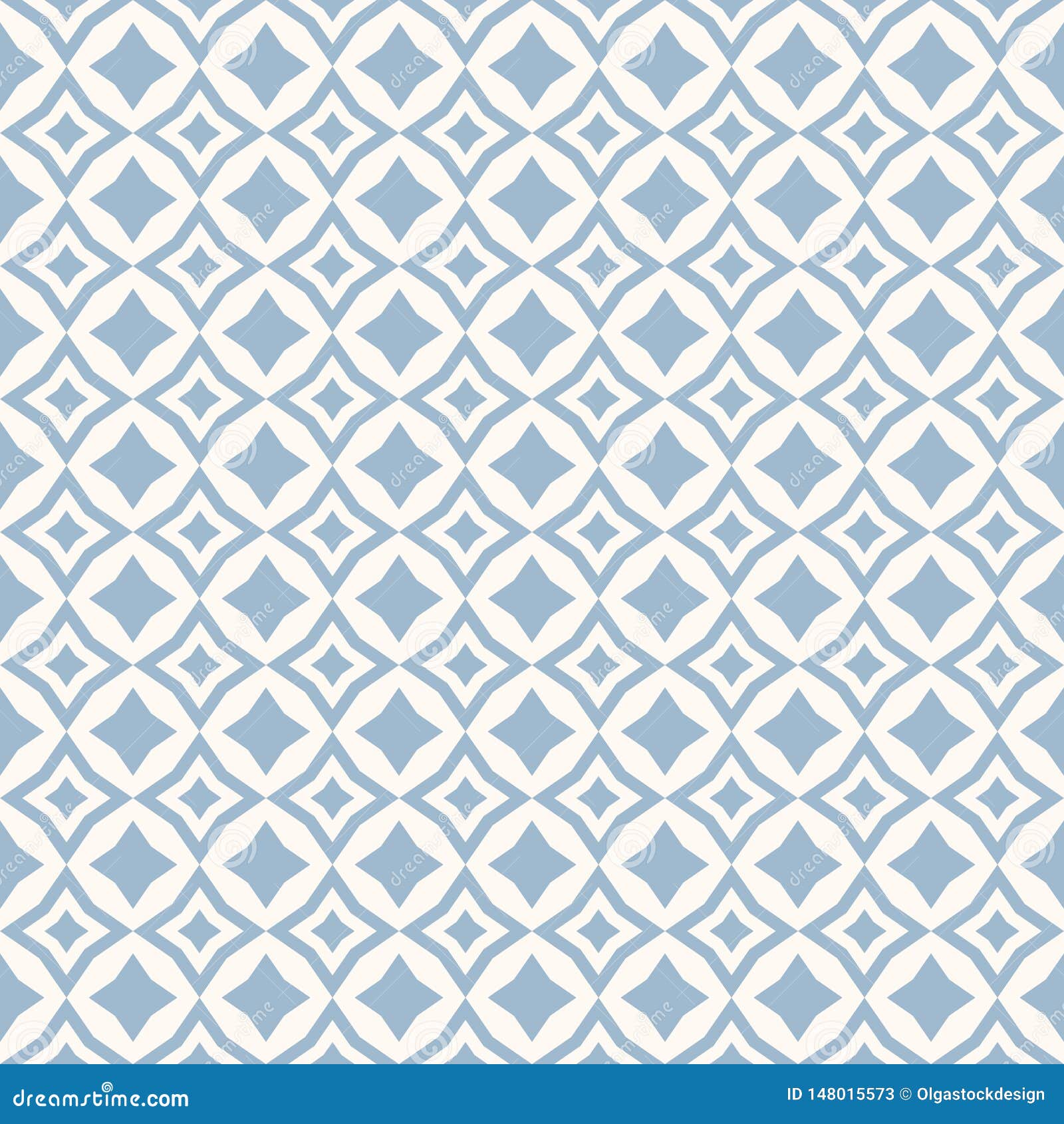 Vector Abstract Geometric Diamonds Seamless Pattern. Blue and White ...