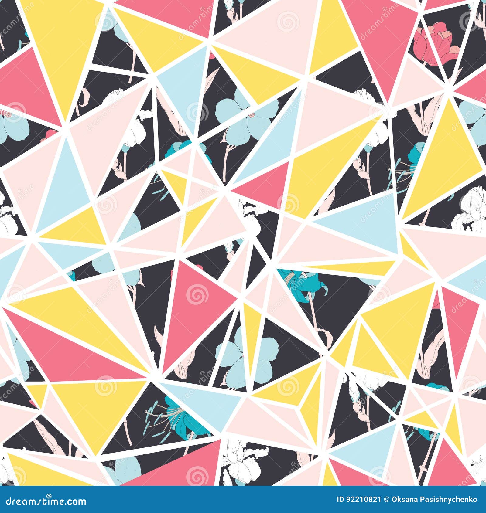 Vector Abstract Floral Triangles Seamless Repeat Pattern Design. Great ...
