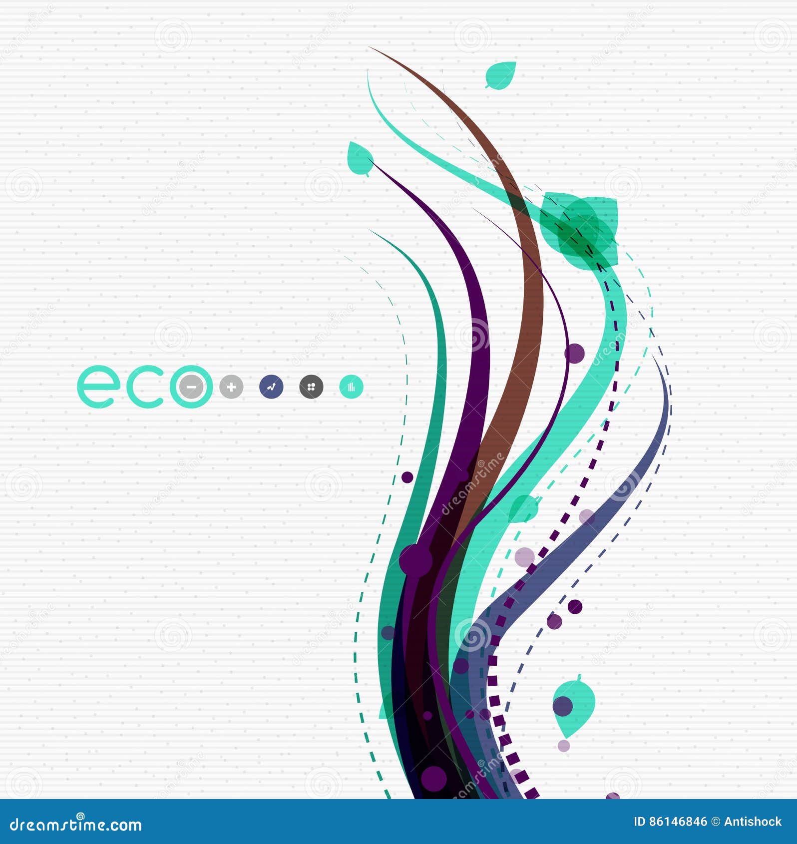 Vector Abstract Floral Waves with Leaves, Nature Backgrounds Stock ...