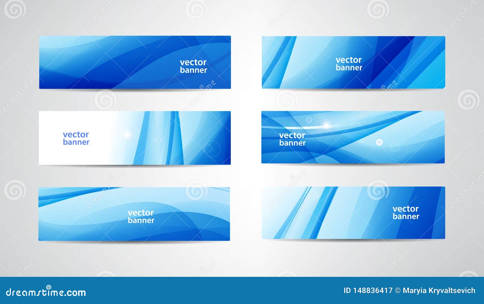 Vector Abstract Flow Wavy Banners Set. Water, Stream, Energy Stream ...