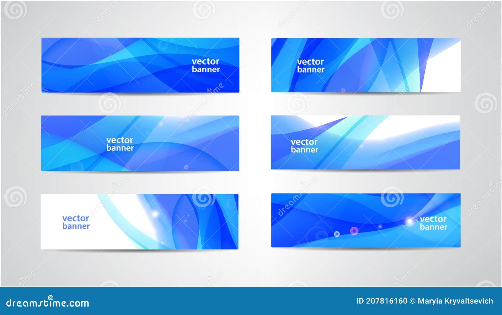 Vector Abstract Flow Wavy Banners Set. Water, Stream, Energy Stream ...