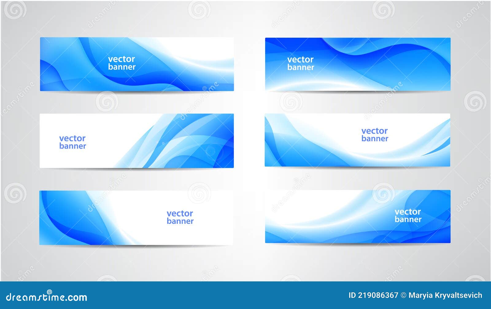 Vector Abstract Flow Wavy Banners Set. Water, Stream, Energy Stream ...