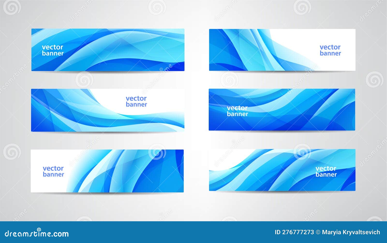 Vector Abstract Flow Wavy Banners Set. Water, Stream, Energy Stream ...