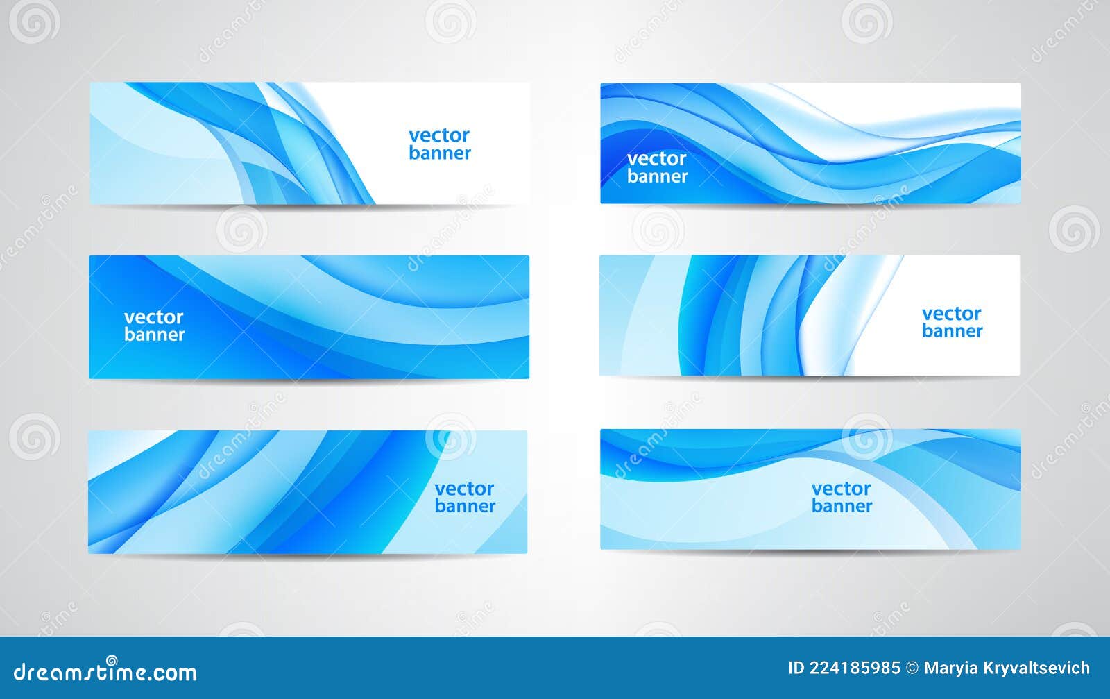 Vector Abstract Flow Wavy Banners Set. Water, Stream, Energy Stream ...