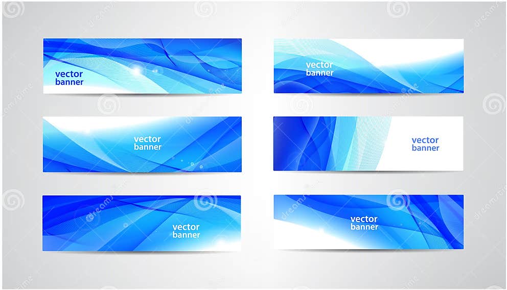 Vector Abstract Flow Wavy Banners Set. Water, Stream, Energy Stream ...