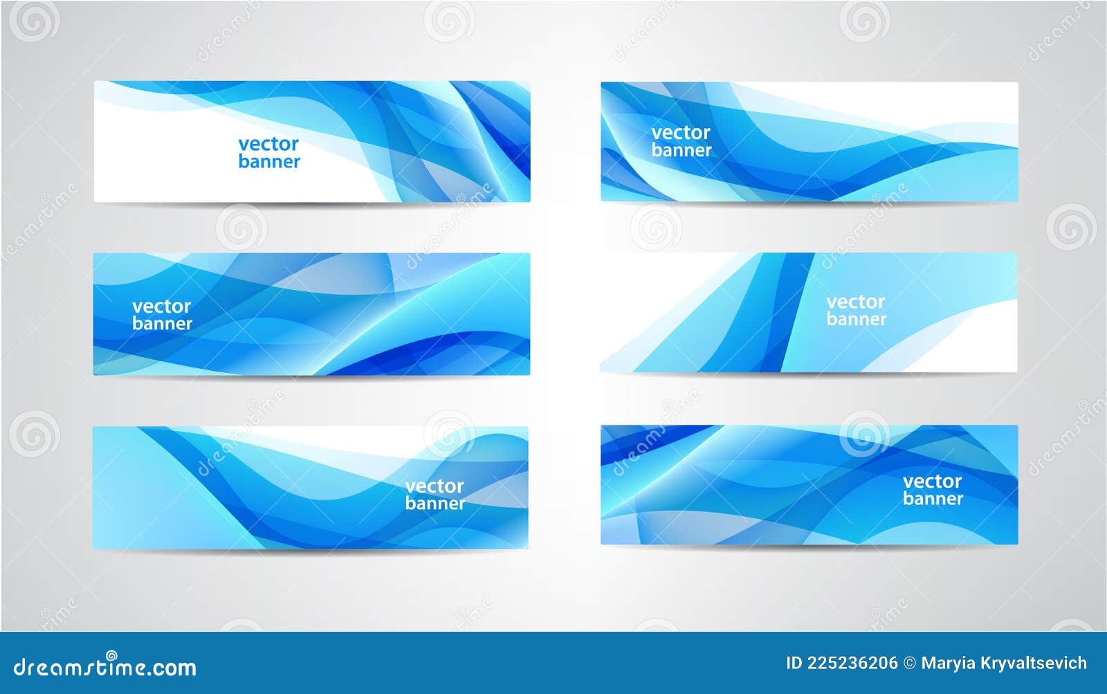Vector Abstract Flow Wavy Banners Set. Water, Stream, Energy Stream ...