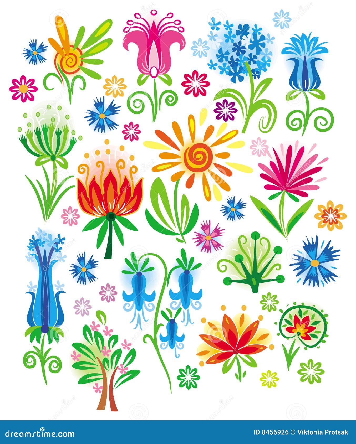 Vector abstract flower set stock vector. Illustration of summer - 8456926