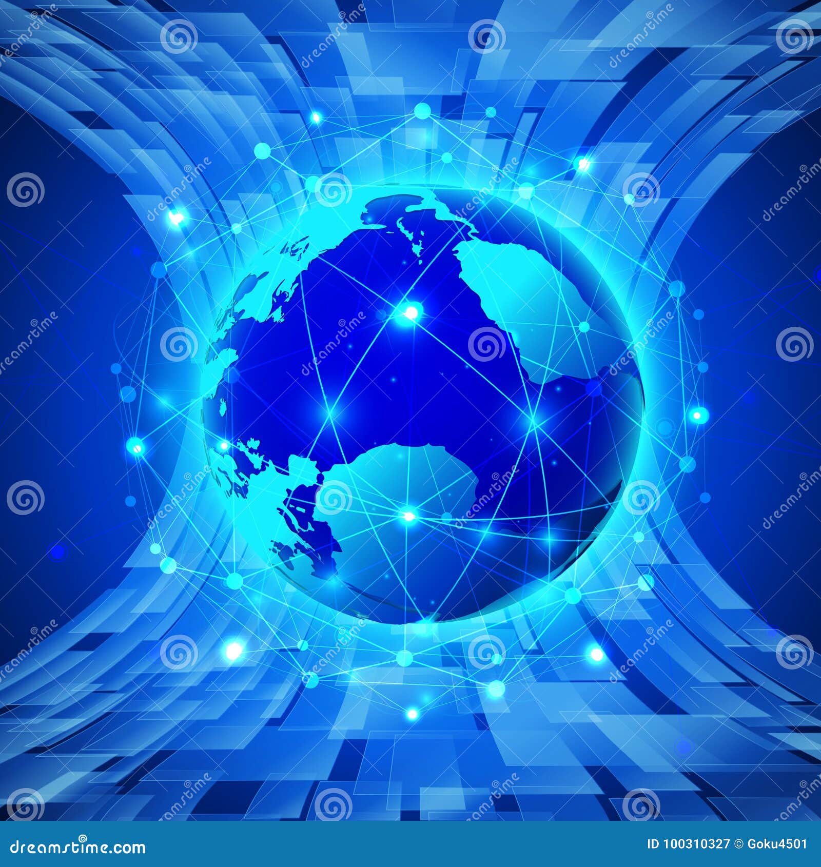 Vector Abstract Futuristic Global Network, Computer Technology D Stock ...