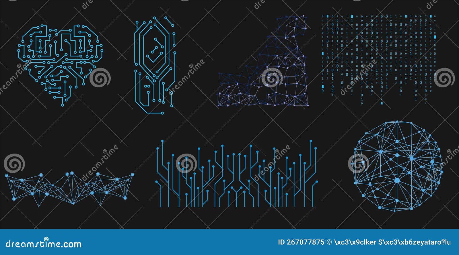 Abstract Technological Shapes Stock Illustration - Illustration of font ...