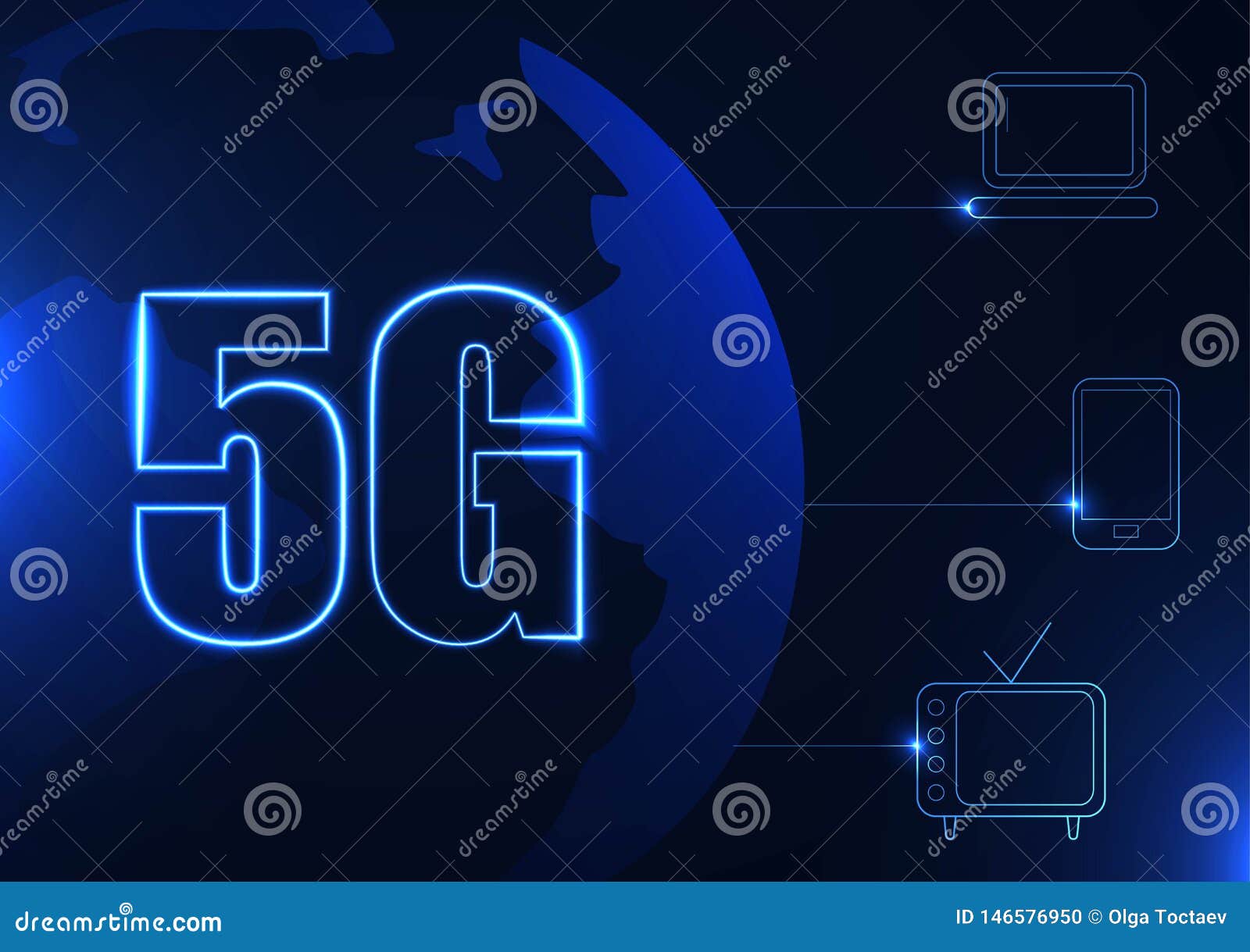 Vector Abstract 5G New Wireless Internet Connection Background. Global ...