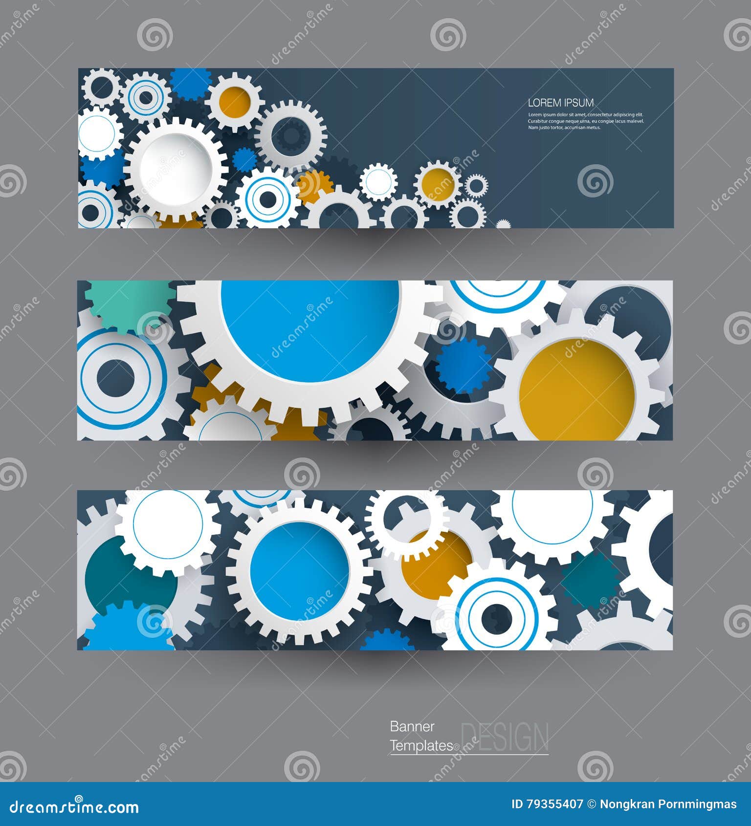 Vector Abstract Gear Wheel, Banners Set. High Tech Technology and ...