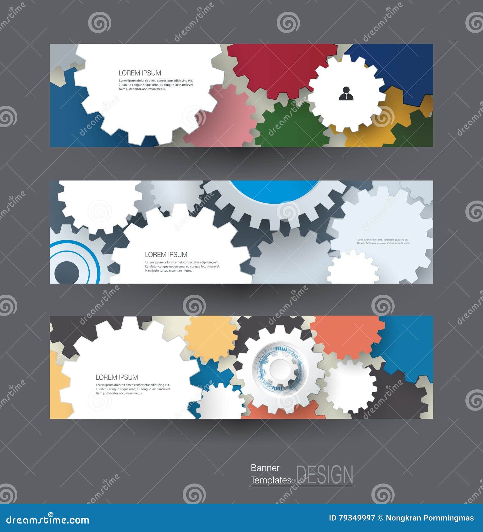 Vector Abstract Gear Wheel, Banners Set Stock Vector - Illustration of ...