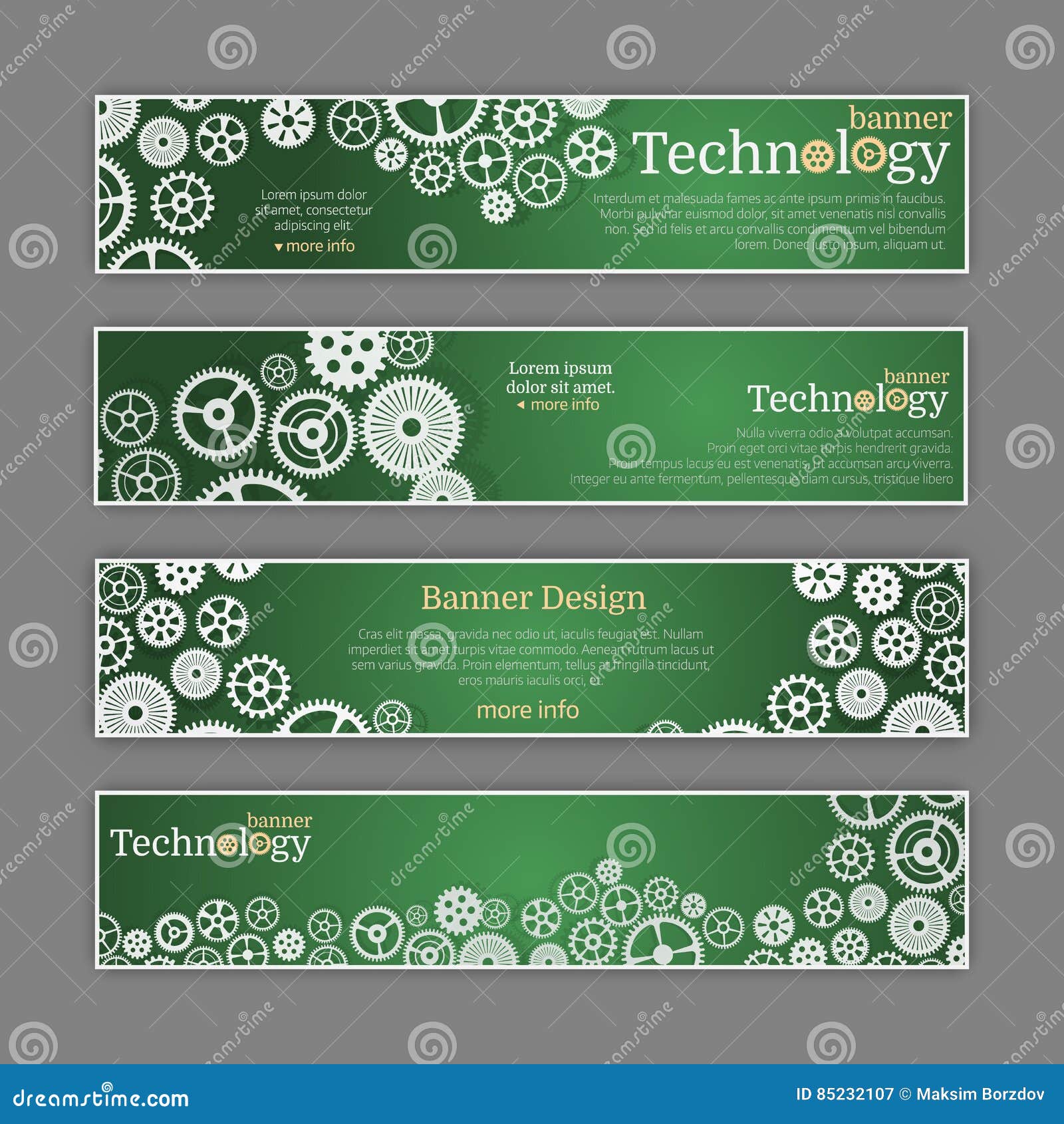 Vector Abstract Gear Wheel and Circuit Board, Banner Set. Stock Vector ...