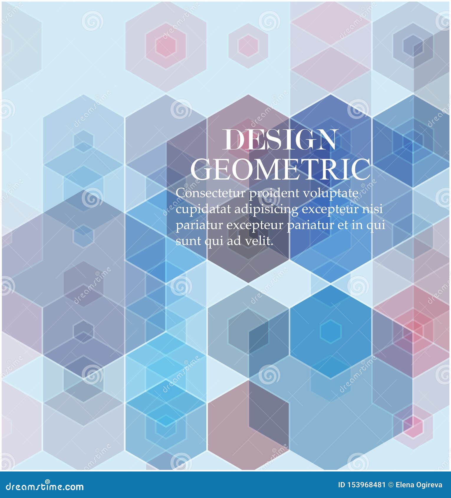 Vector Abstract Geometric Background. Blue Hexagon Shape Stock Vector ...