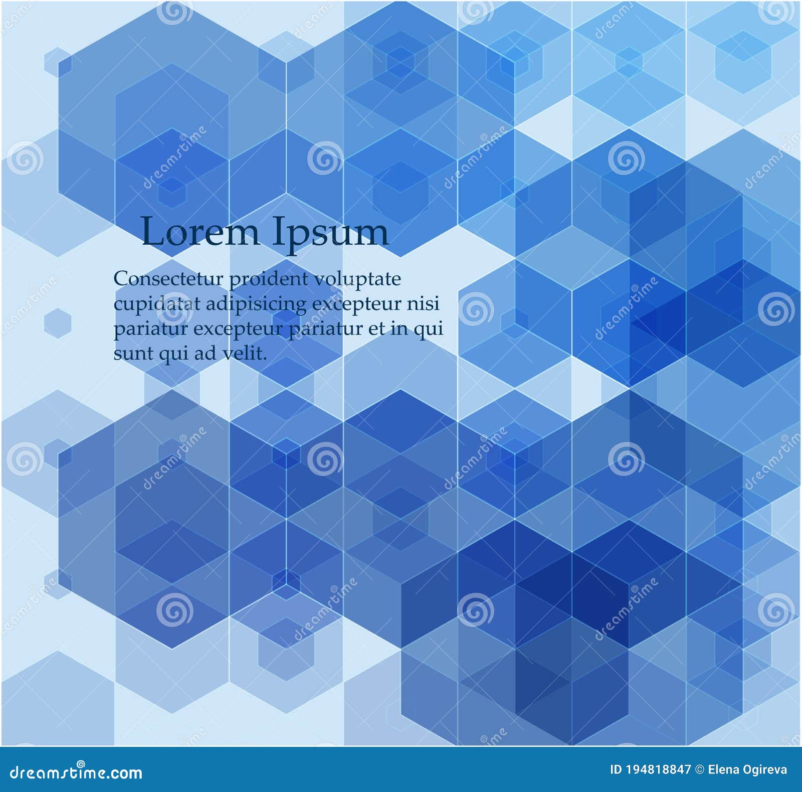 Vector Abstract Geometric Background. Blue Hexagon Shape Stock Vector ...