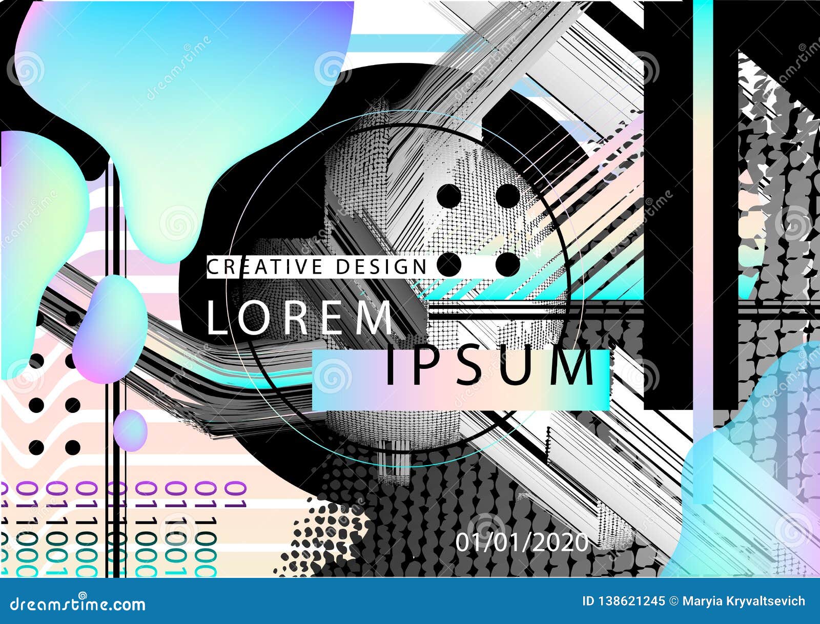 Vector Abstract Geometric Background with Trendy Glitch Art Elements ...