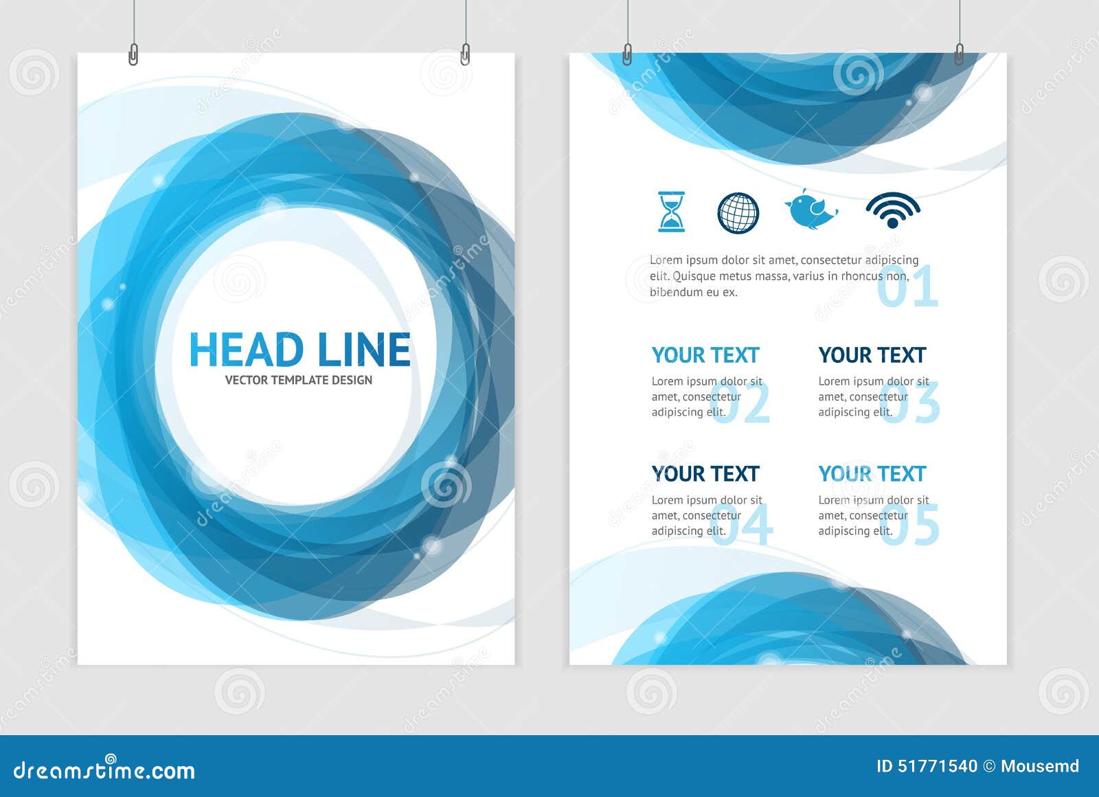 Vector Abstract Geometric Blue Round Brochure Stock Vector ...