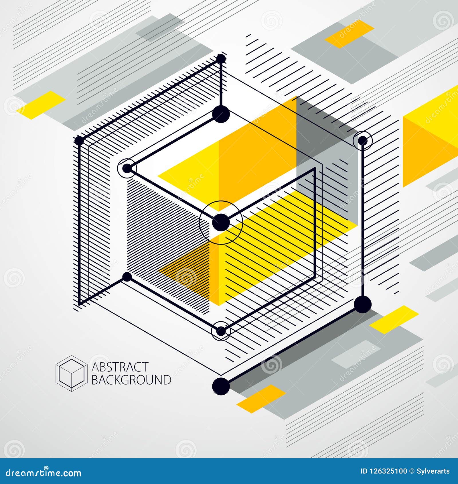 Vector of Abstract Geometric 3D Cube Pattern and Yellow Background ...
