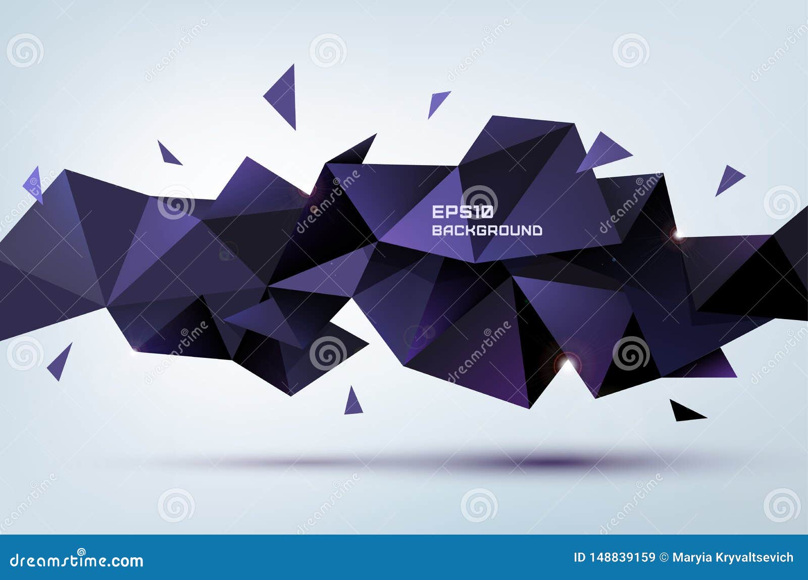 Vector Abstract Geometric 3d Shape. Triangular Facet Polygonal Banner ...