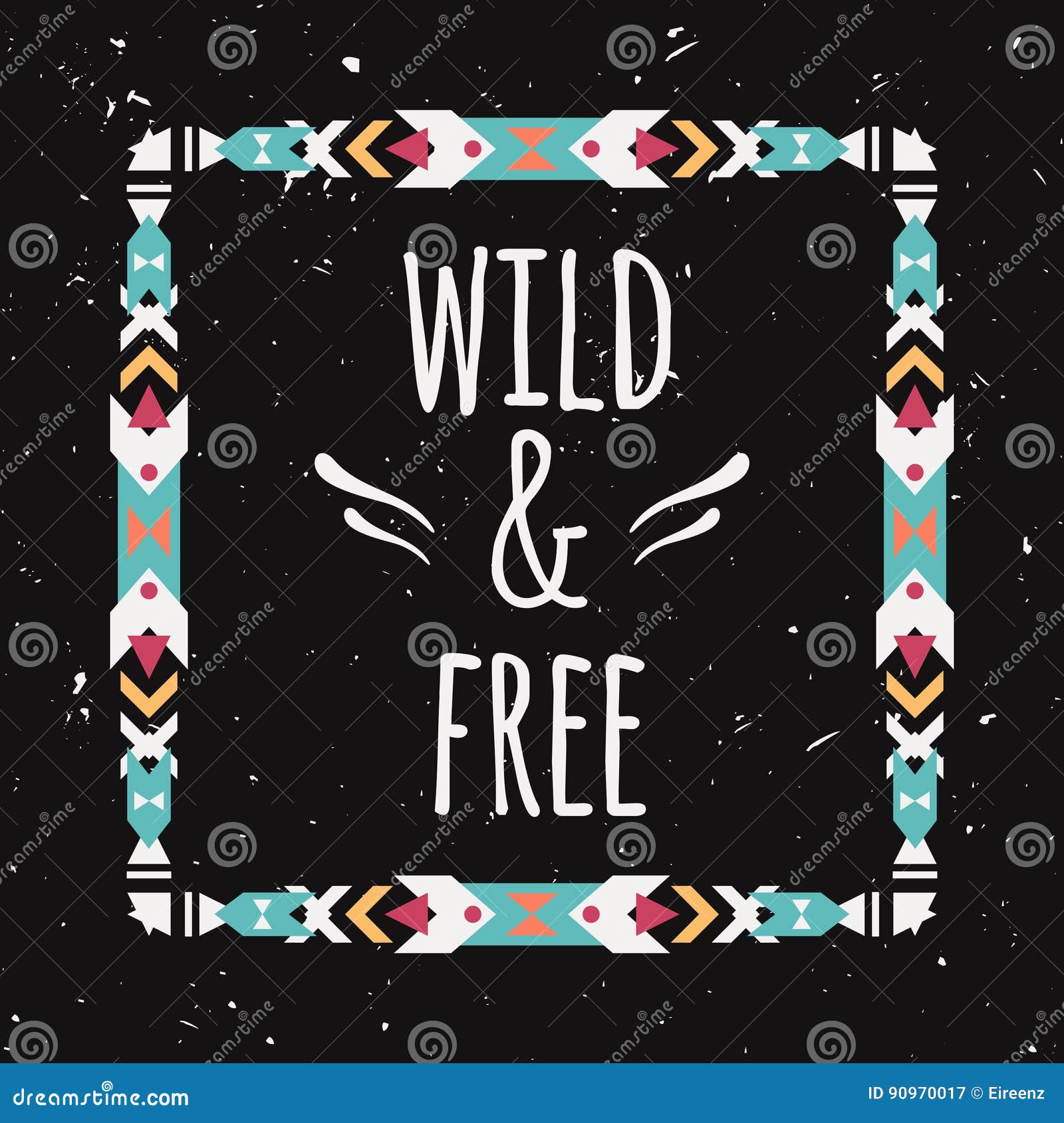 Vector Abstract Geometric Ethnic Frame with Typographic Text Stock ...