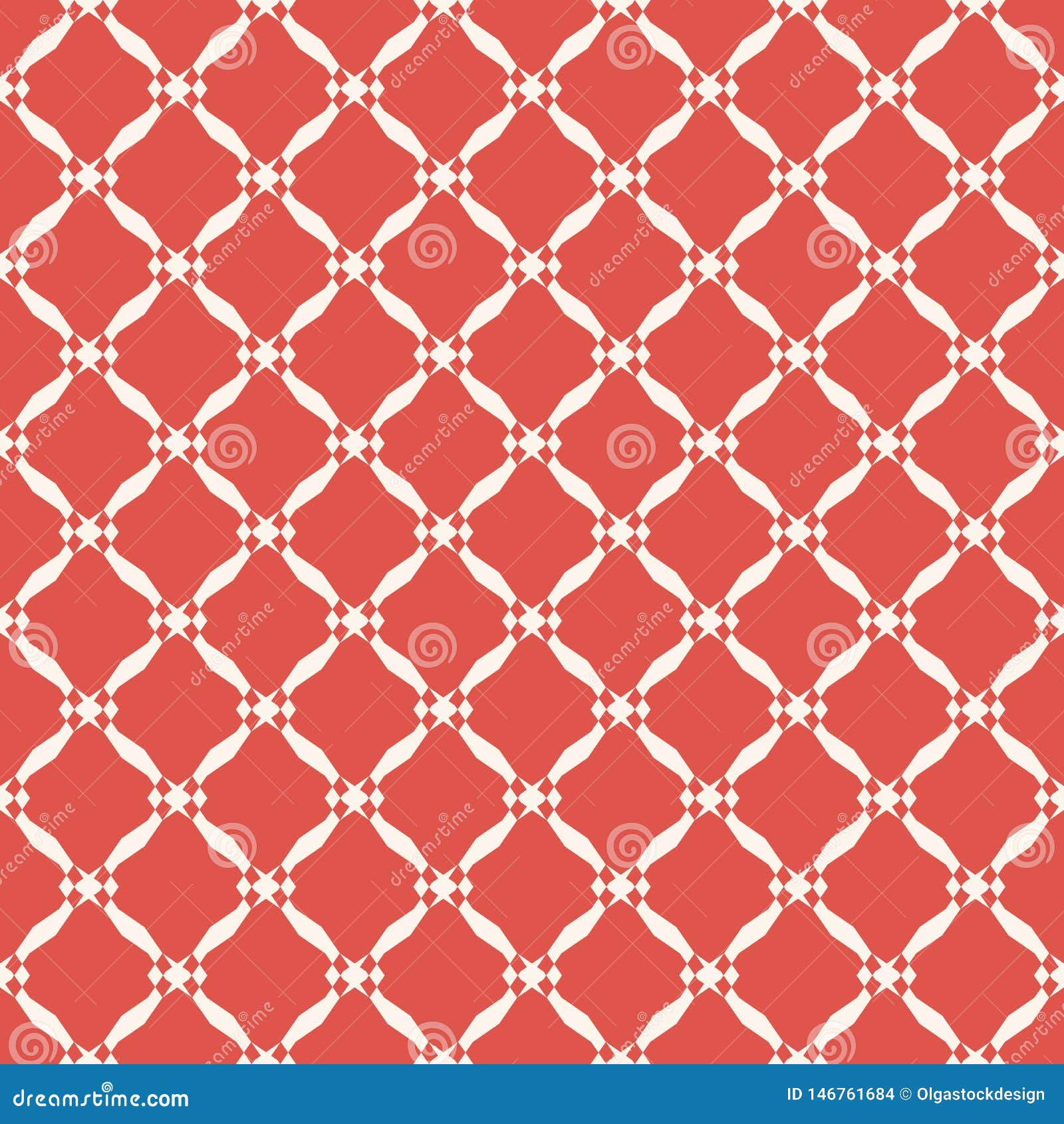 Vector Abstract Geometric Seamless Pattern. Red and White Grid Texture ...