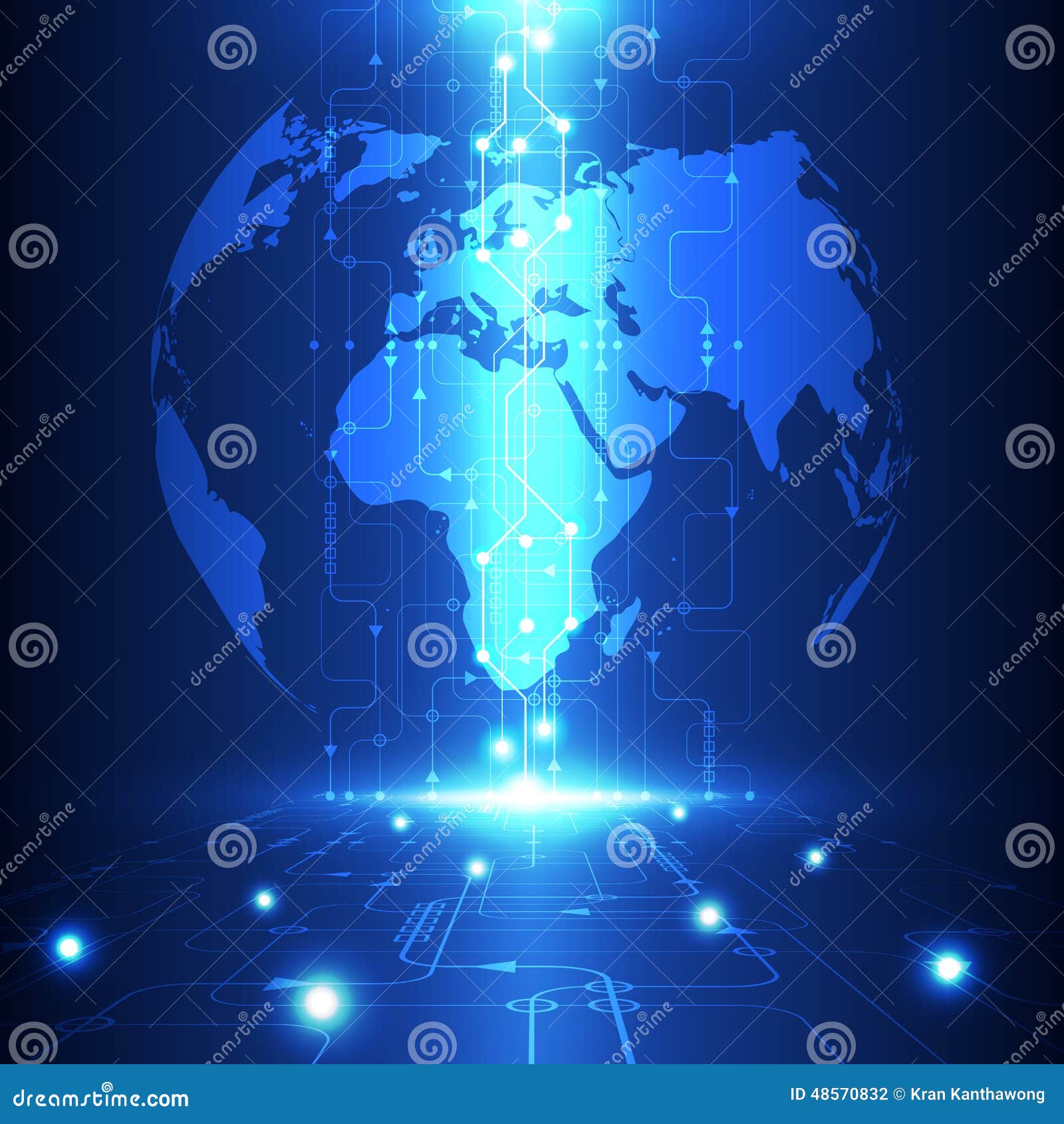 Abstract Global World Map Circle Digital Technology Background ...