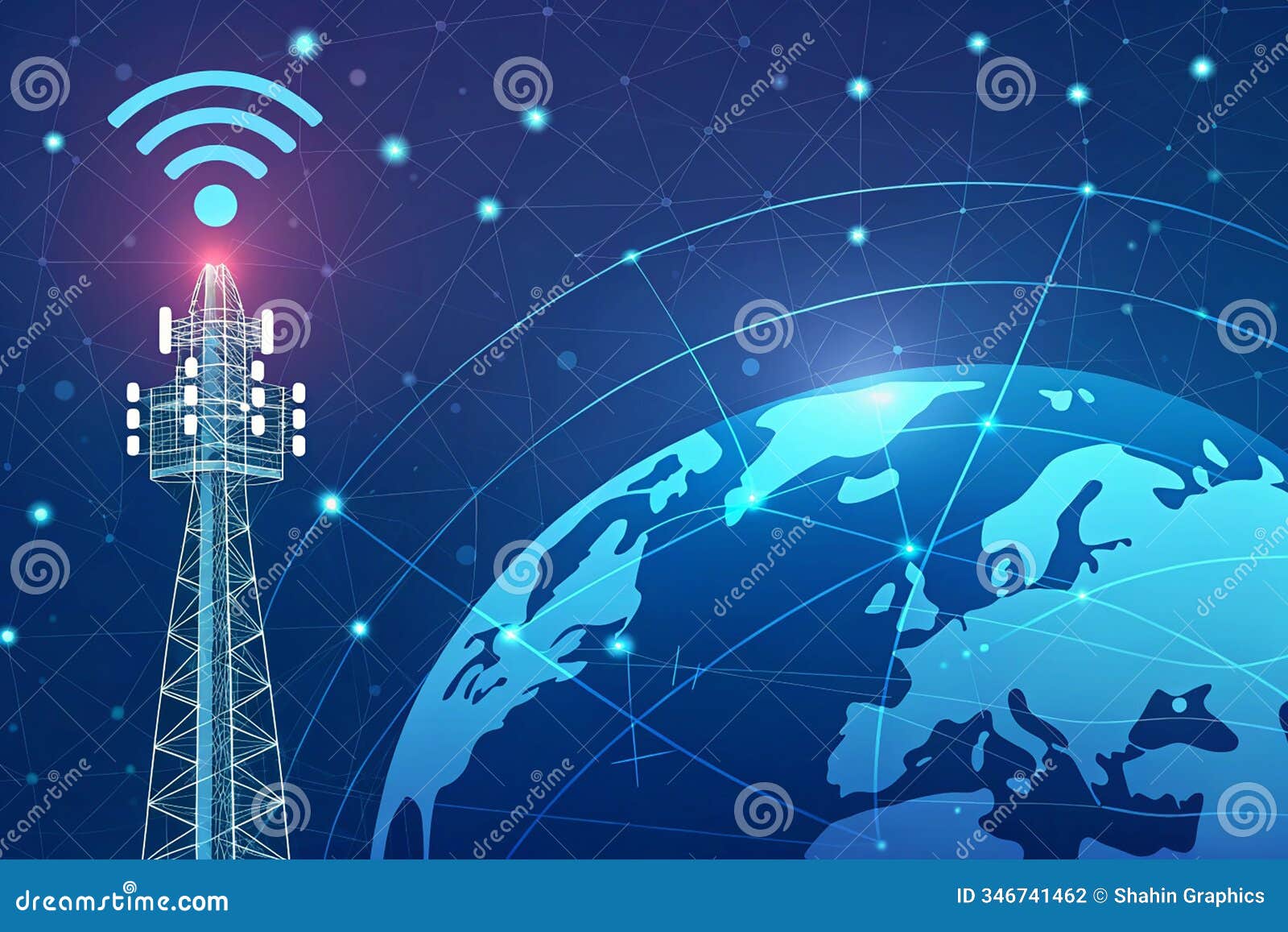 Vector Abstract Global Future Technology, Electric Telecom Background ...