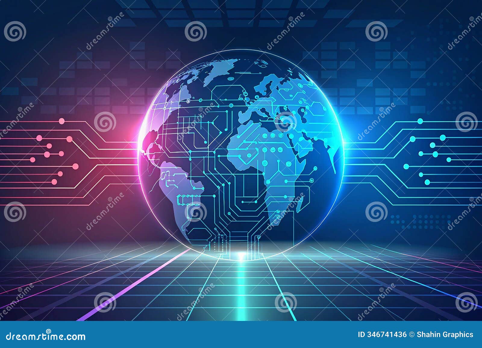 Vector Abstract Global Future Technology, Electric Telecom Background ...